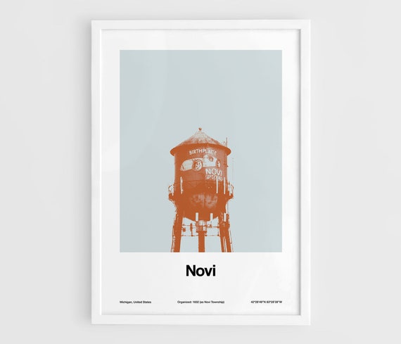 Novi Mi Print Novi Water Tower Birthplace Novi Special Novi | Etsy