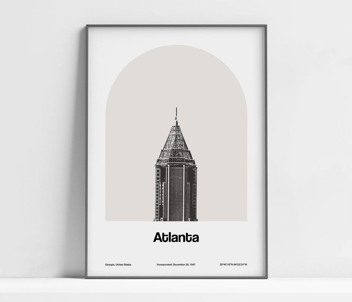 Atlanta Georgia Print Atlanta GA Poster Downtown Atlanta - Etsy