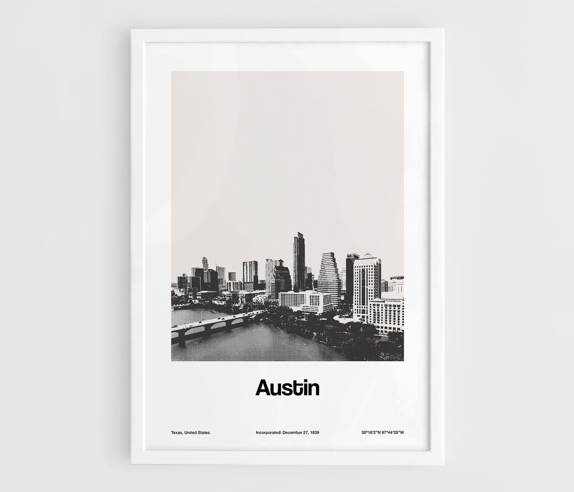 Austin Skyline Print Austin Texas Poster Downtown Austin TX - Etsy