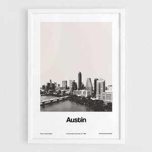 Austin Skyline Print Austin Texas Poster Downtown Austin TX - Etsy