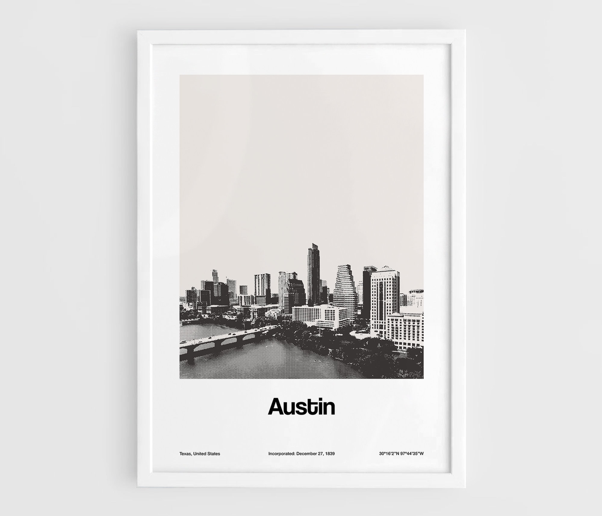 Austin Skyline Print Austin Texas Poster Downtown Austin TX | Etsy