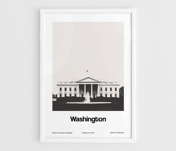 Washington DC Poster the White House Print Washington White | Etsy
