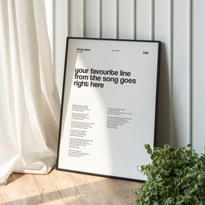 Custom Song Print, Custom Music Poster, Personalised Lyric Art Print ...