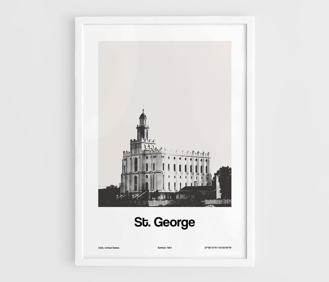 St. George Utah Poster, St George Print, St. George Utah Temple Church ...