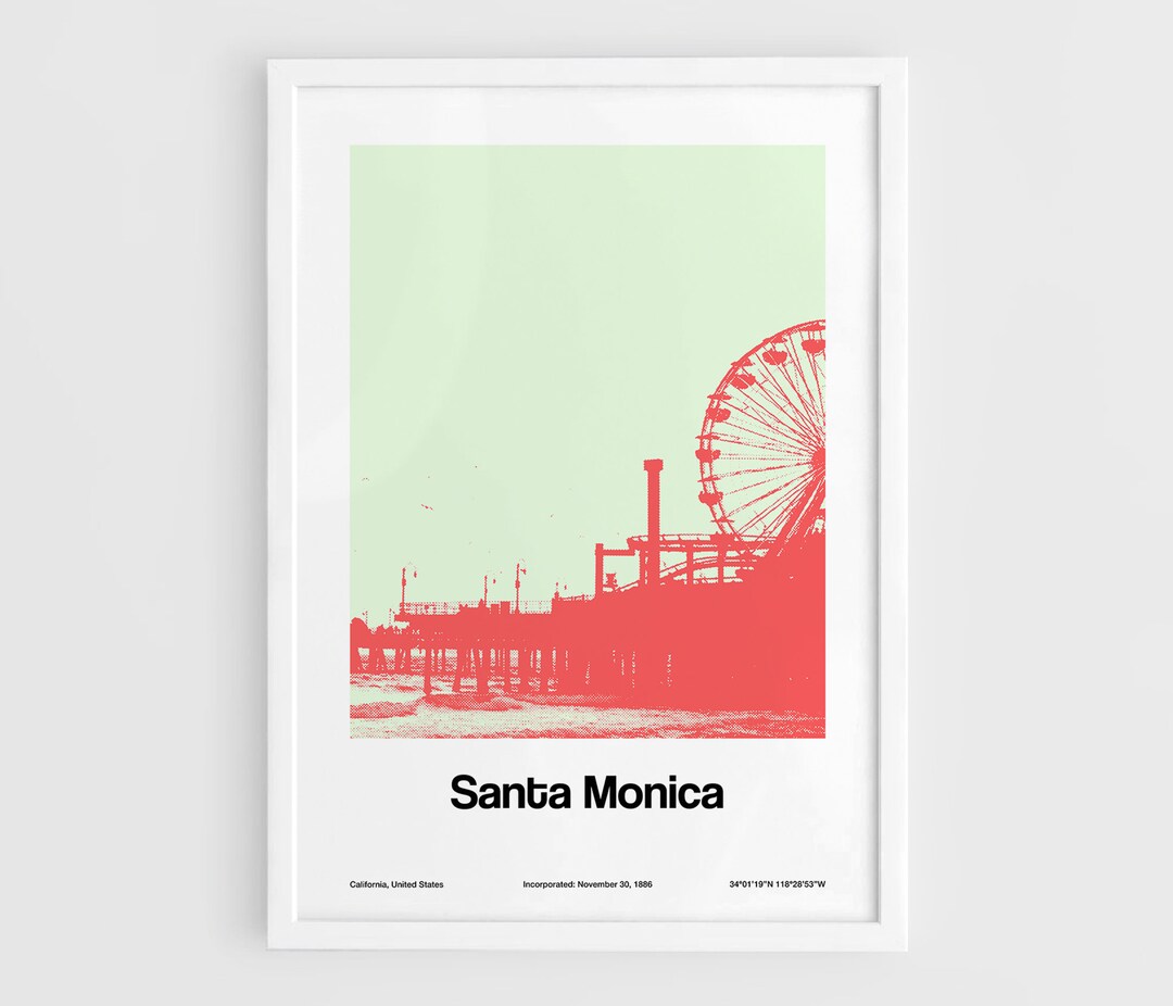 Santa Monica Print, Santa Monica Pier Poster, Santa Monica Beach Art ...