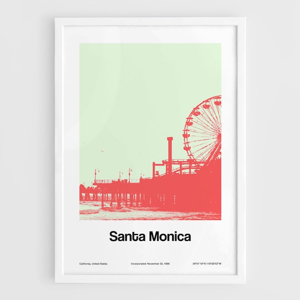Santa Monica Skyline Poster - Etsy