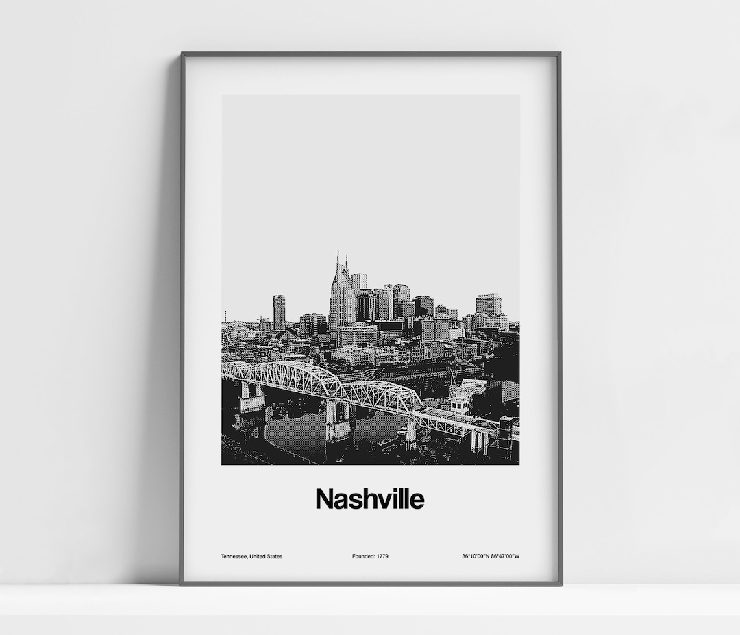 Nashville Skyline TN Poster, Nashville Print, Downtown Nashville ...