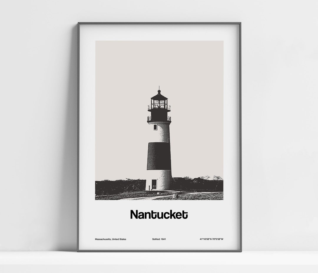 Nantucket Lighthouse MA Print, Nantucket Massachusetts Poster, Sankaty ...