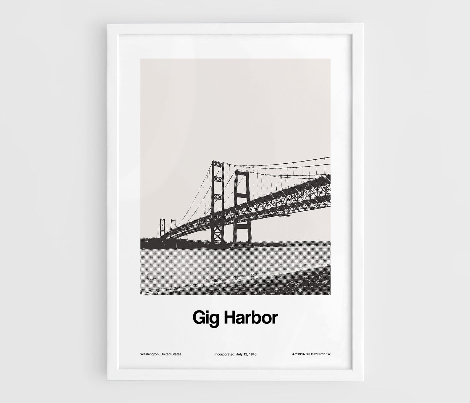 Gig Harbor Washington Poster Tacoma Narrows Bridge Washington | Etsy