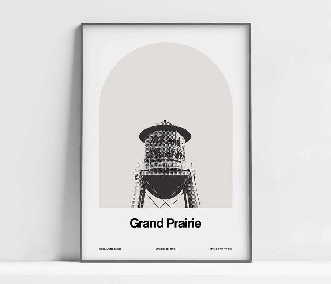 Grand Prairie Print, Grand Prairie TX Poster, Grand Prairie Water Tower ...