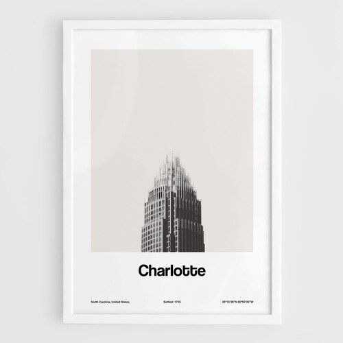 Charlotte NC Print Charlotte North Carolina Poster Charlotte - Etsy