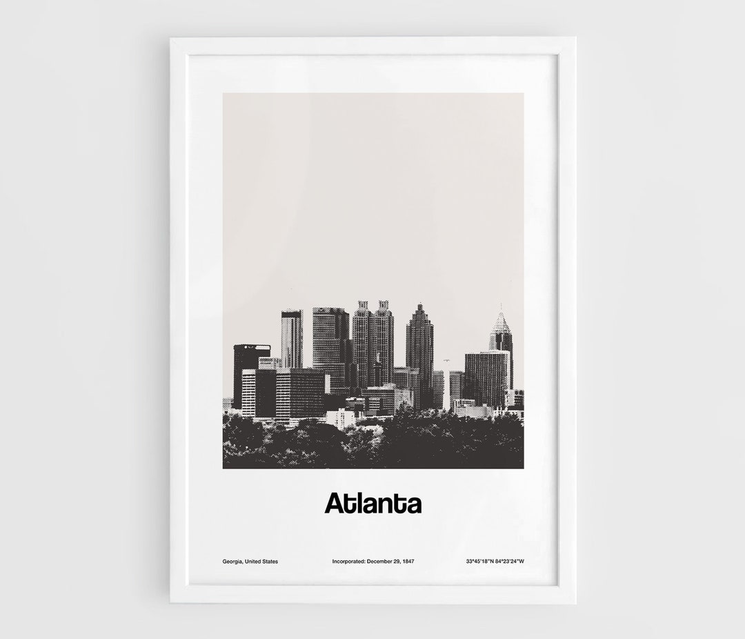 Atlanta Skyline Print, Atlanta Georgia Poster, Atlanta GA Minimalism ...