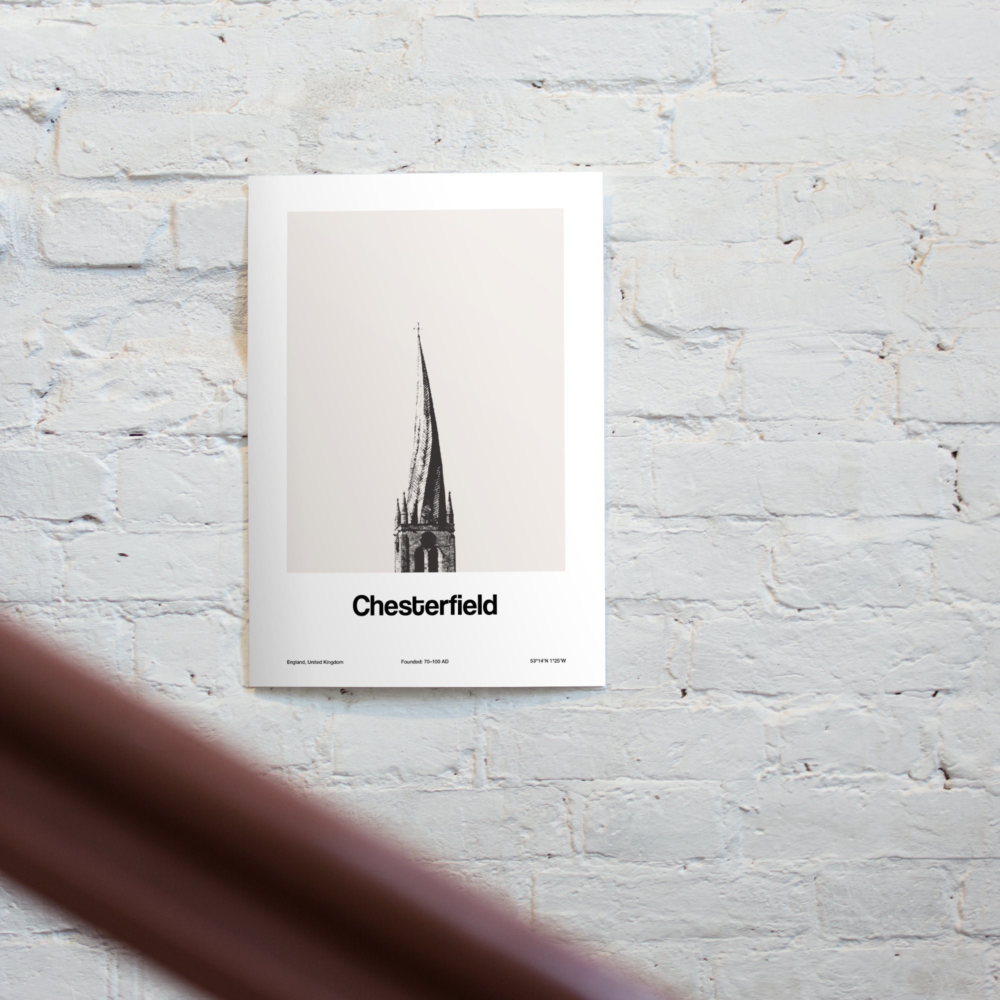 Chesterfield Print, Chesterfield Parish Church Poster, Chesterfield ...
