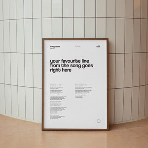 Custom Song Print, Custom Music Poster, Personalised Lyric Art Print ...