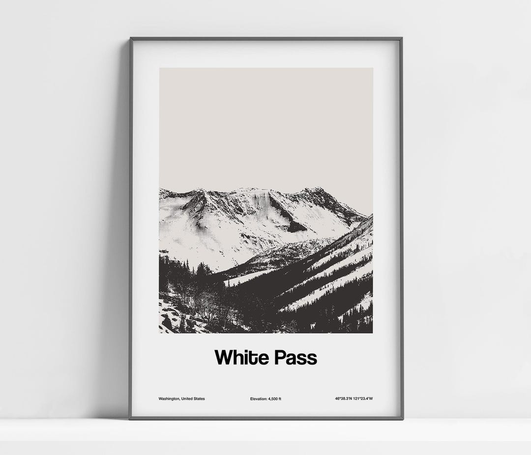 White Pass WA Print, White Pass Washington State Poster, White Pass ...