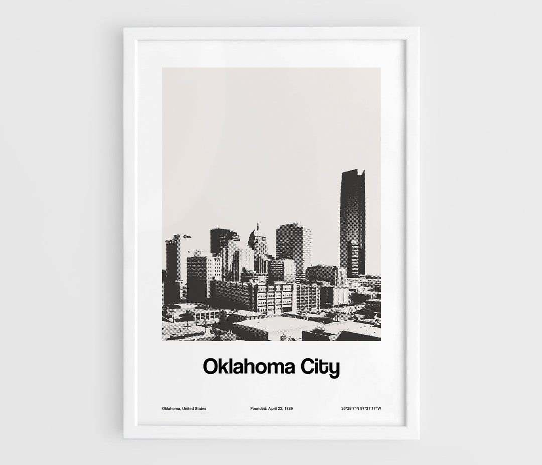 Oklahoma City Skyline Print, OKC Oklahoma City OK Poster, Oklahoma Gift ...