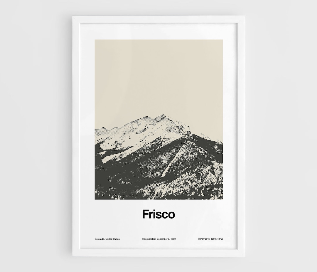Frisco Colorado Print, Frisco CO Poster, Frisco Mountains Black White ...