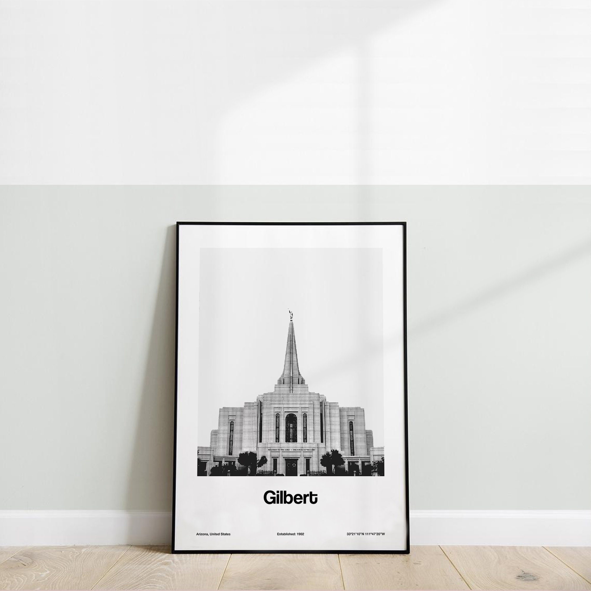 Gilbert AZ Print, Gilbert Arizona Temple Poster Gilbert City Landmark ...