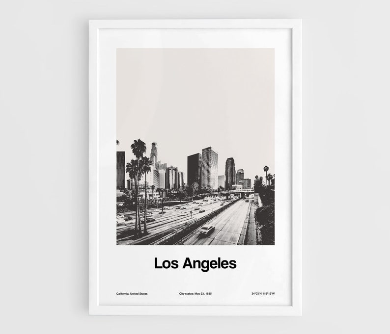 Los Angeles Wall Art, LA Print, Los Angeles California Skyline, Los ...