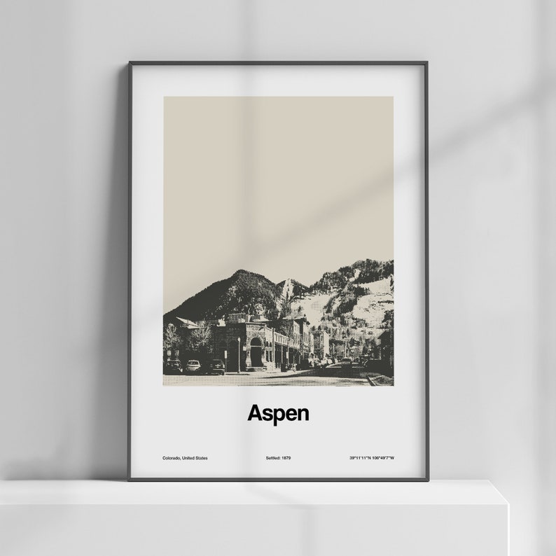 Aspen Colorado Print Downtown Aspen Poster Aspen CO Black - Etsy