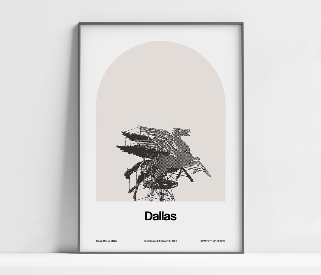 Dallas Print, Pegasus Dallas TX Poster, Dallas Texas Flying Red Horse ...