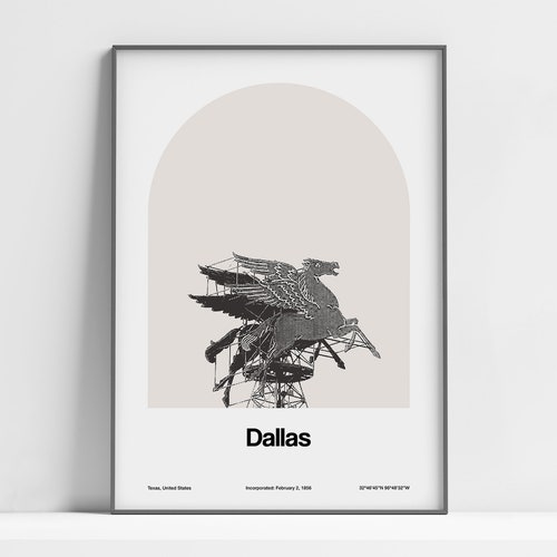 Dallas Print Pegasus Dallas TX Poster Dallas Texas Flying - Etsy
