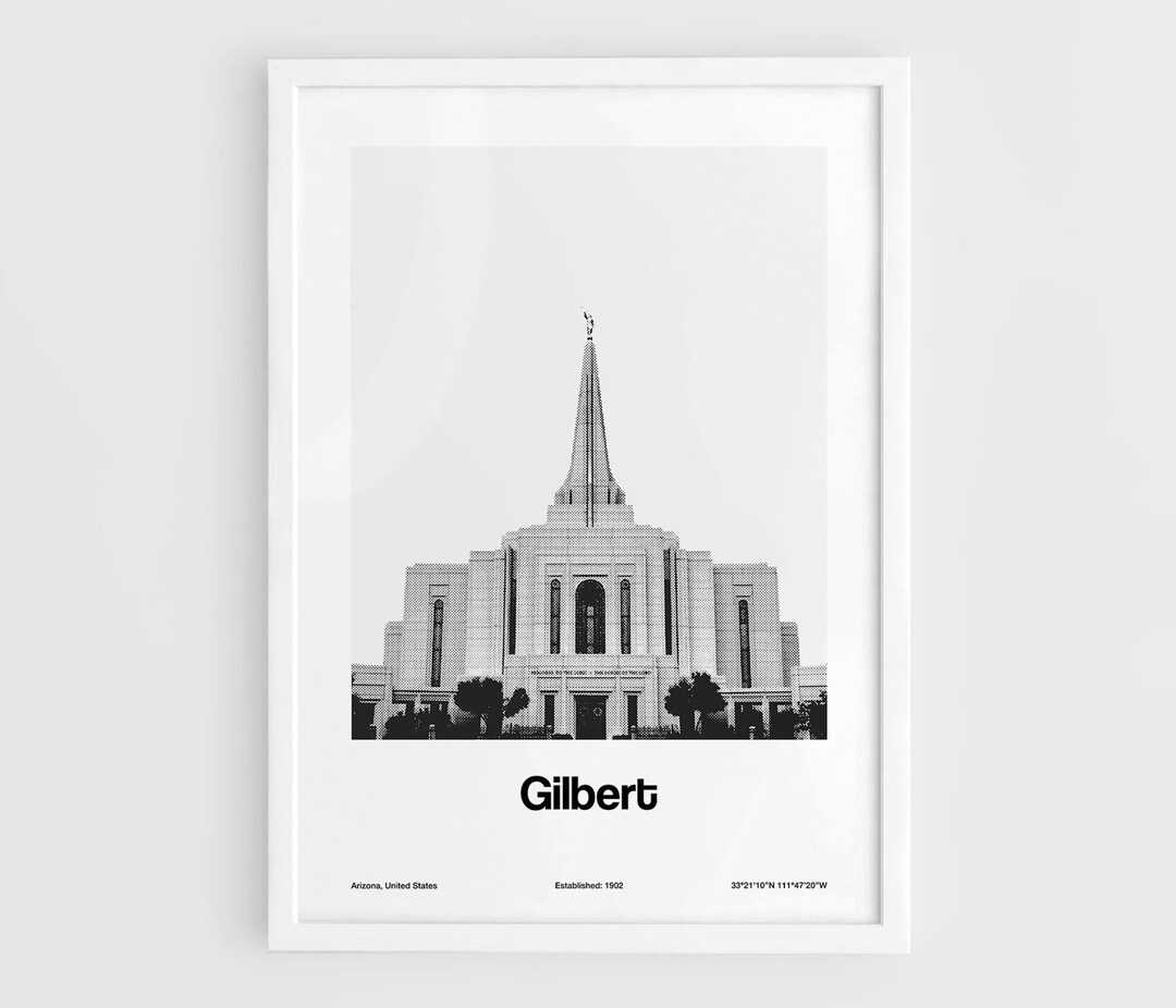 Gilbert AZ Print, Gilbert Arizona Temple Poster Gilbert City Landmark ...