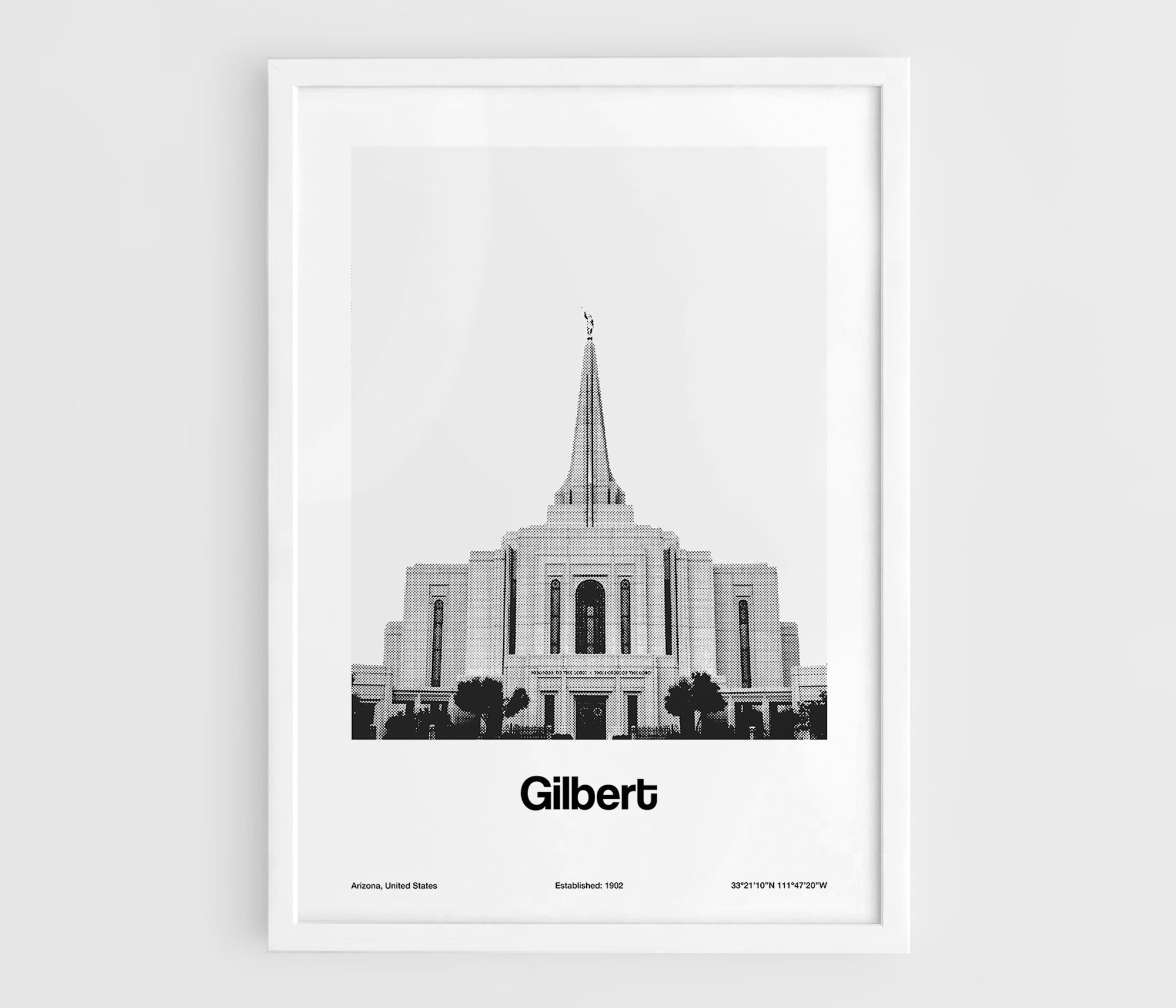 Gilbert AZ Print, Gilbert Arizona Temple Poster Gilbert City Landmark ...