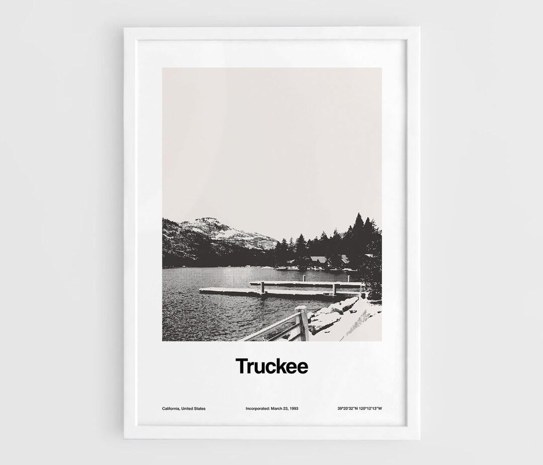 Truckee CA Poster, Truckee Print, Donner Lake Truckee California, Town ...
