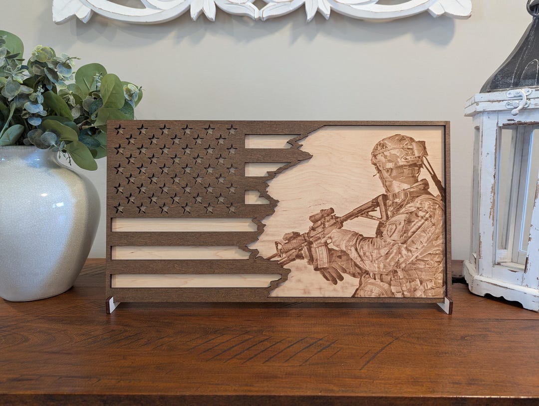 Custom Military Flag Cut-out Laser Engraved Photo - 9in X 17in - Etsy