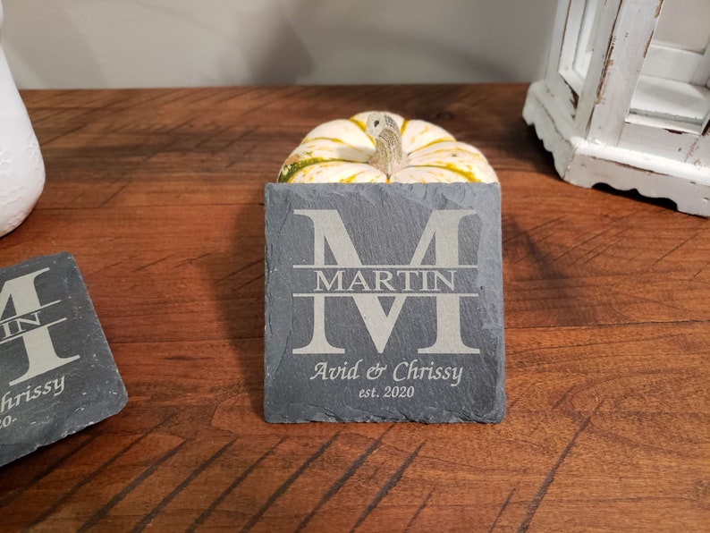Custom Monogrammed Slate Coasters - Set of 4 - Etsy