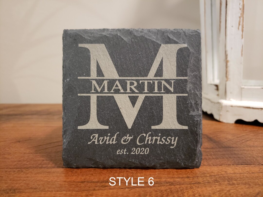 Custom Monogrammed Slate Coasters - Set of 4 - Etsy