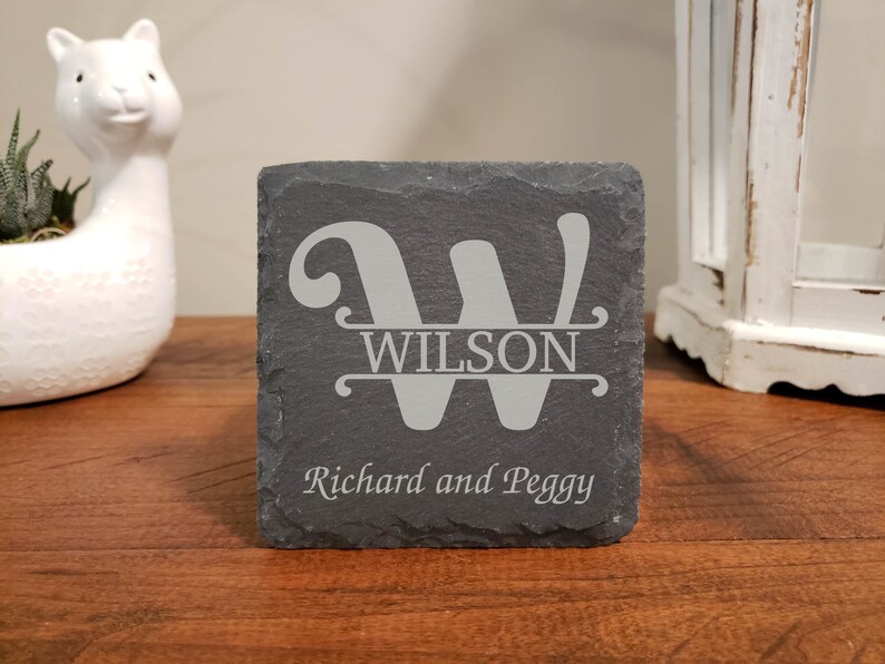 Custom Monogrammed Slate Coasters - Set of 4 - Etsy