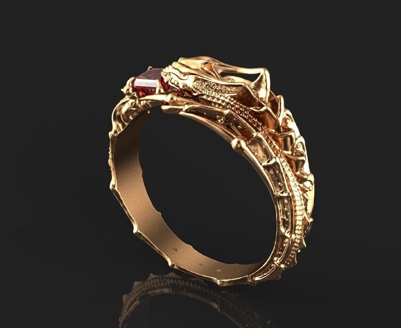 14k Gold Dragon Ring, Serpent Ring, Mythology Ring, Animal Jewelry ...
