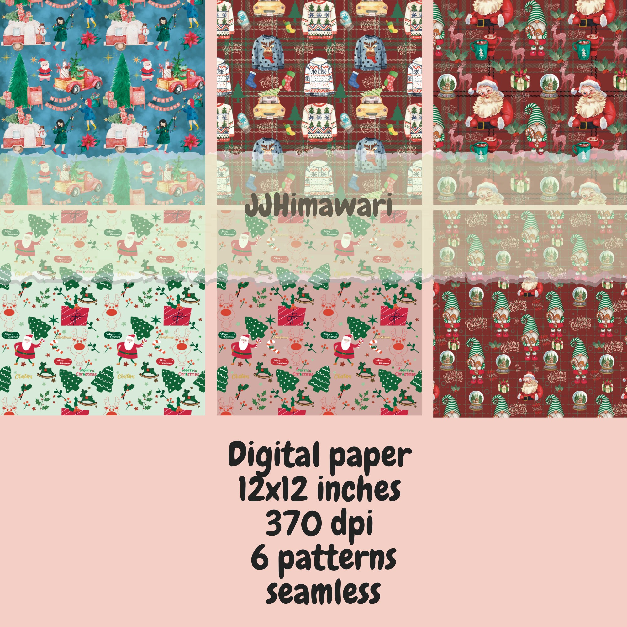 Christmas Seamless Digital Paper, Santa Claus Christmas Pattern ...