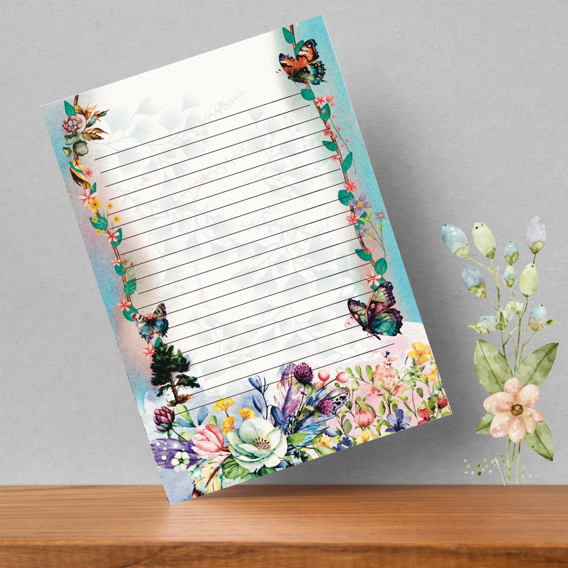 Lined Unlined Journal, Printable Paper, Beautiful Paper Flowers and ...