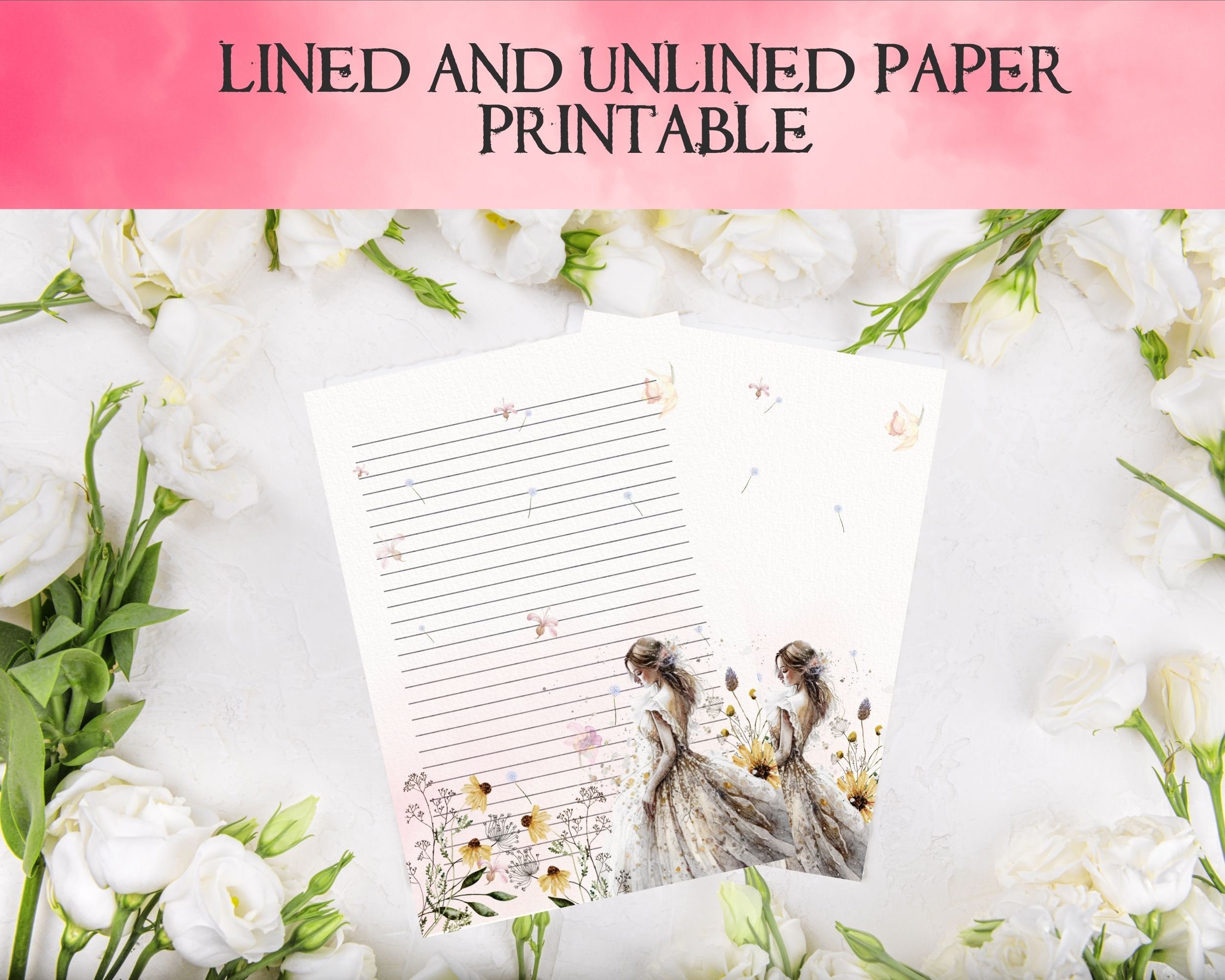 Gorgeous Bride Printable Note, Letter Paper, Printable Paper for Taking ...