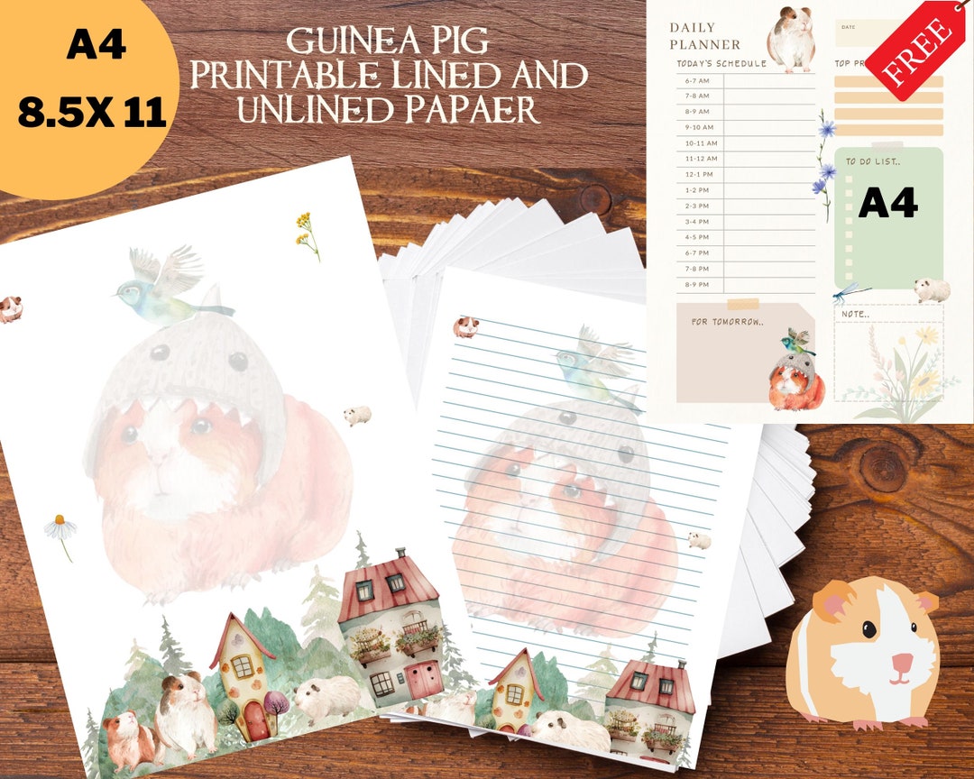 Guinea Pig Lover, Letter Paper, Printable Stationery, Lined Paper and ...