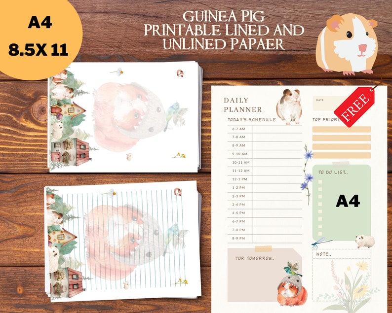 Guinea Pig Lover, Letter Paper, Printable Stationery, Lined Paper and ...