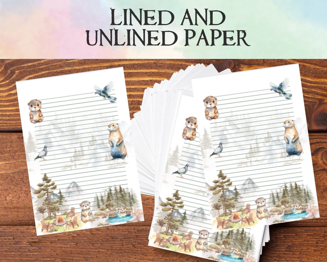 Lined Unlined Journal, Printable Paper, Beautiful Paper Otter and ...