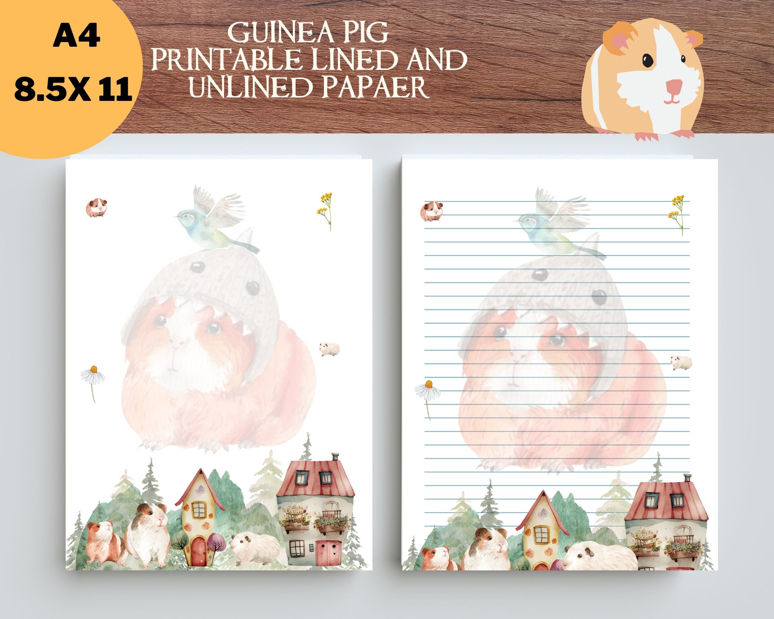 Guinea Pig Lover, Letter Paper, Printable Stationery, Lined Paper and ...