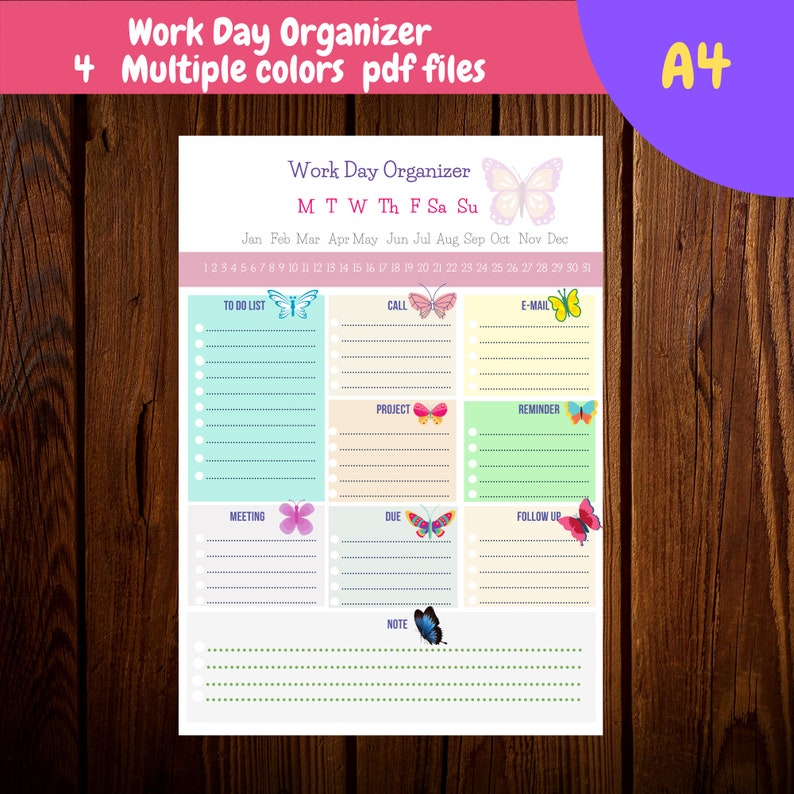 Work Day Organizer Printable, Work Day Organizer , Work Planner ...