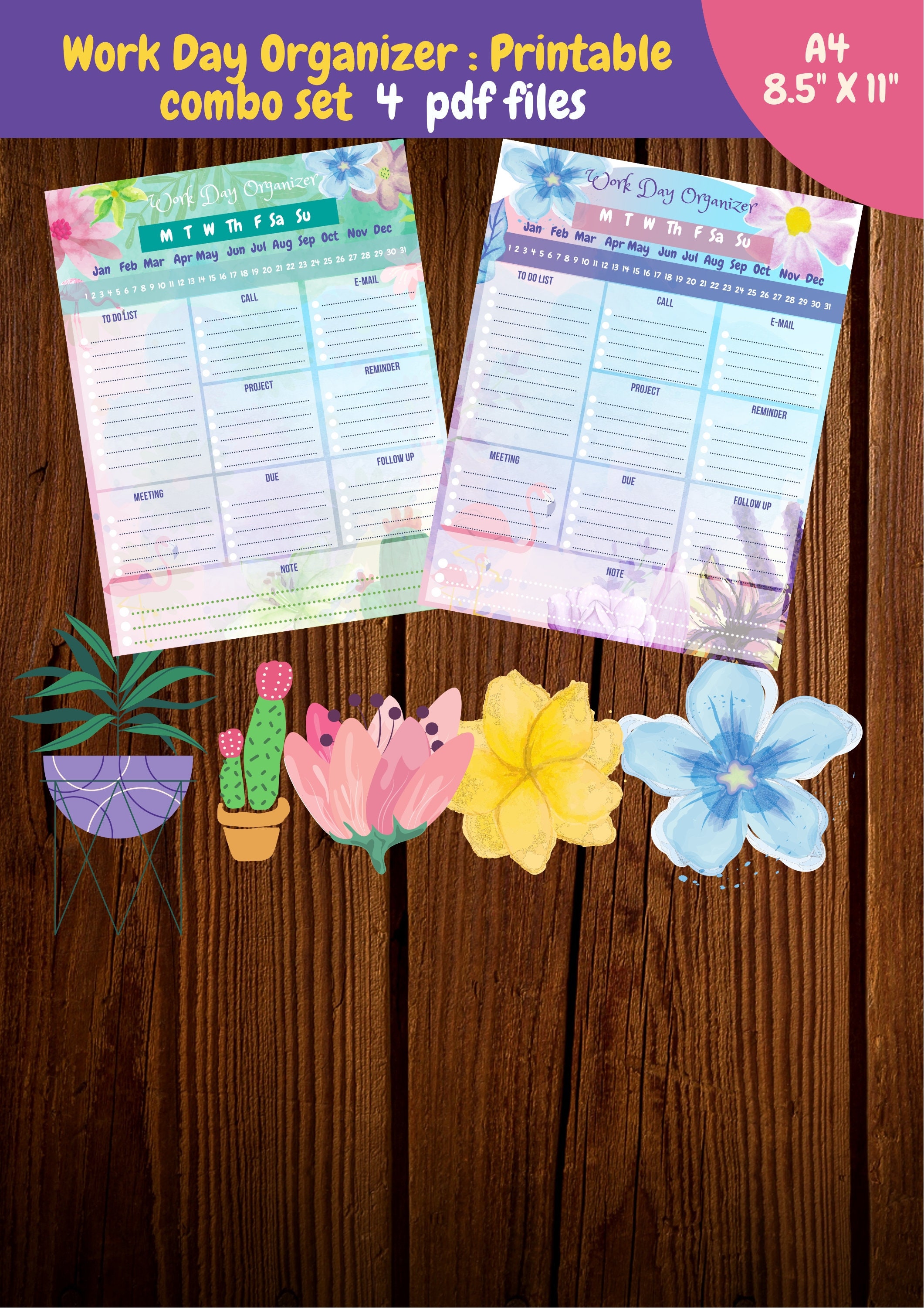 Work Day Organizer Printable, Work Day Organizer , Work Planner ...