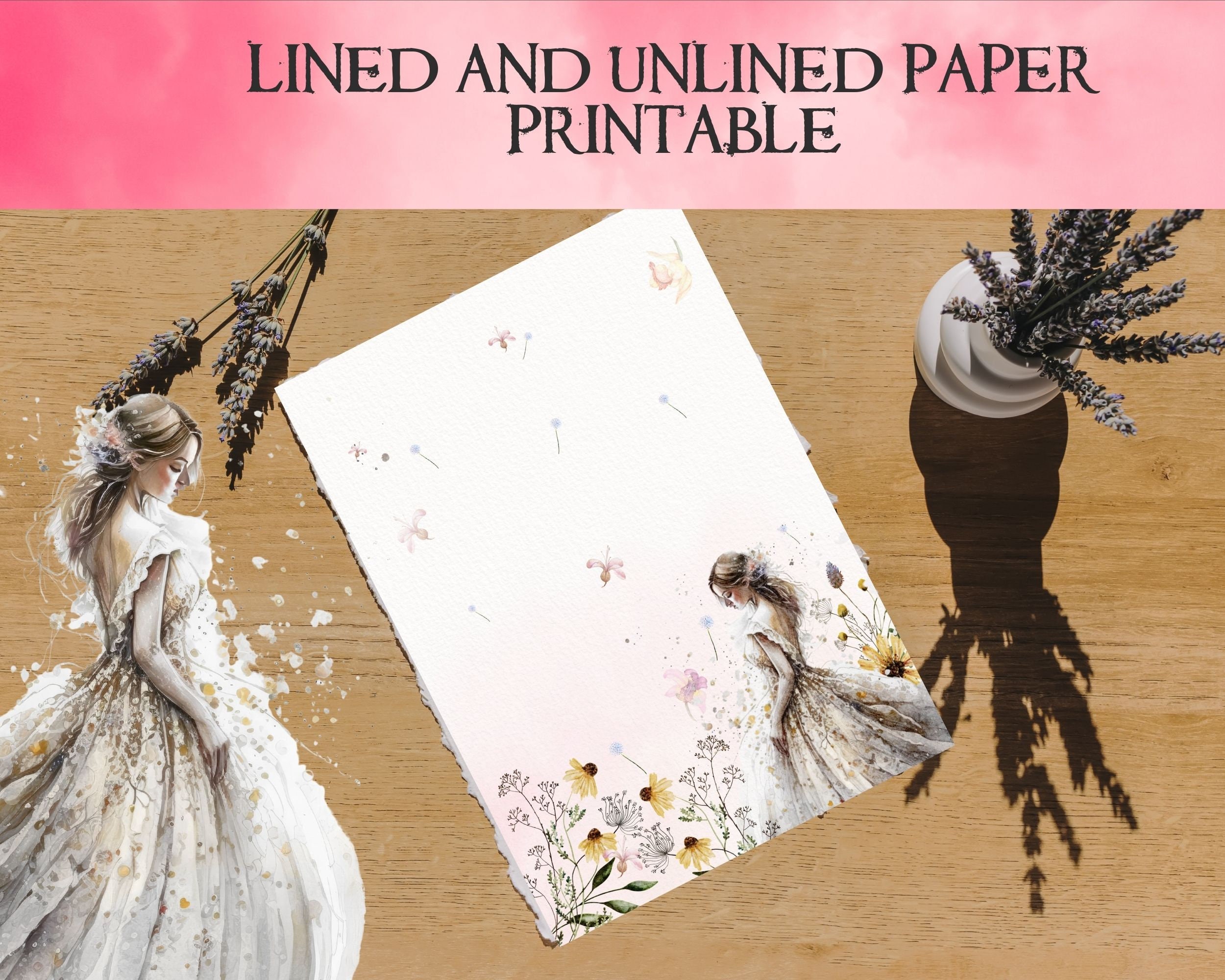 Gorgeous Bride Printable Note, Letter Paper, Printable Paper for Taking ...