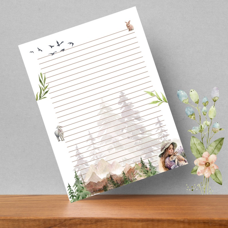 Landscape Printable Stationary, Printable Writing Paper, Printable ...