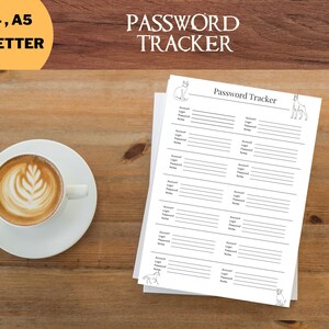 2 Minimalist Password Tracker Printable, Fillable, Password Keeper ...