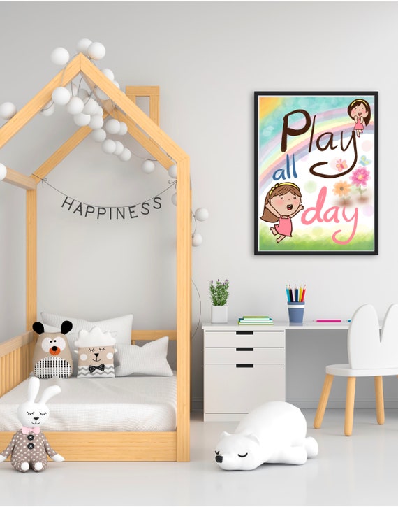 Play All Day Quote printable Wall Artkids Children Play | Etsy