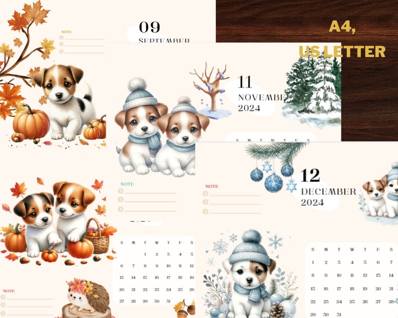 Printable 2024 Jack Russell Terrier Calendar Cute Watercolor Calendar ...