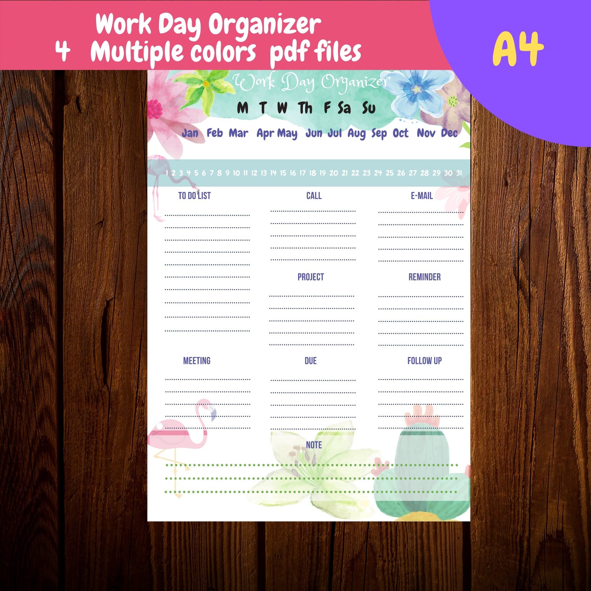 Work Day Organizer Printable, Work Day Organizer , Work Planner ...
