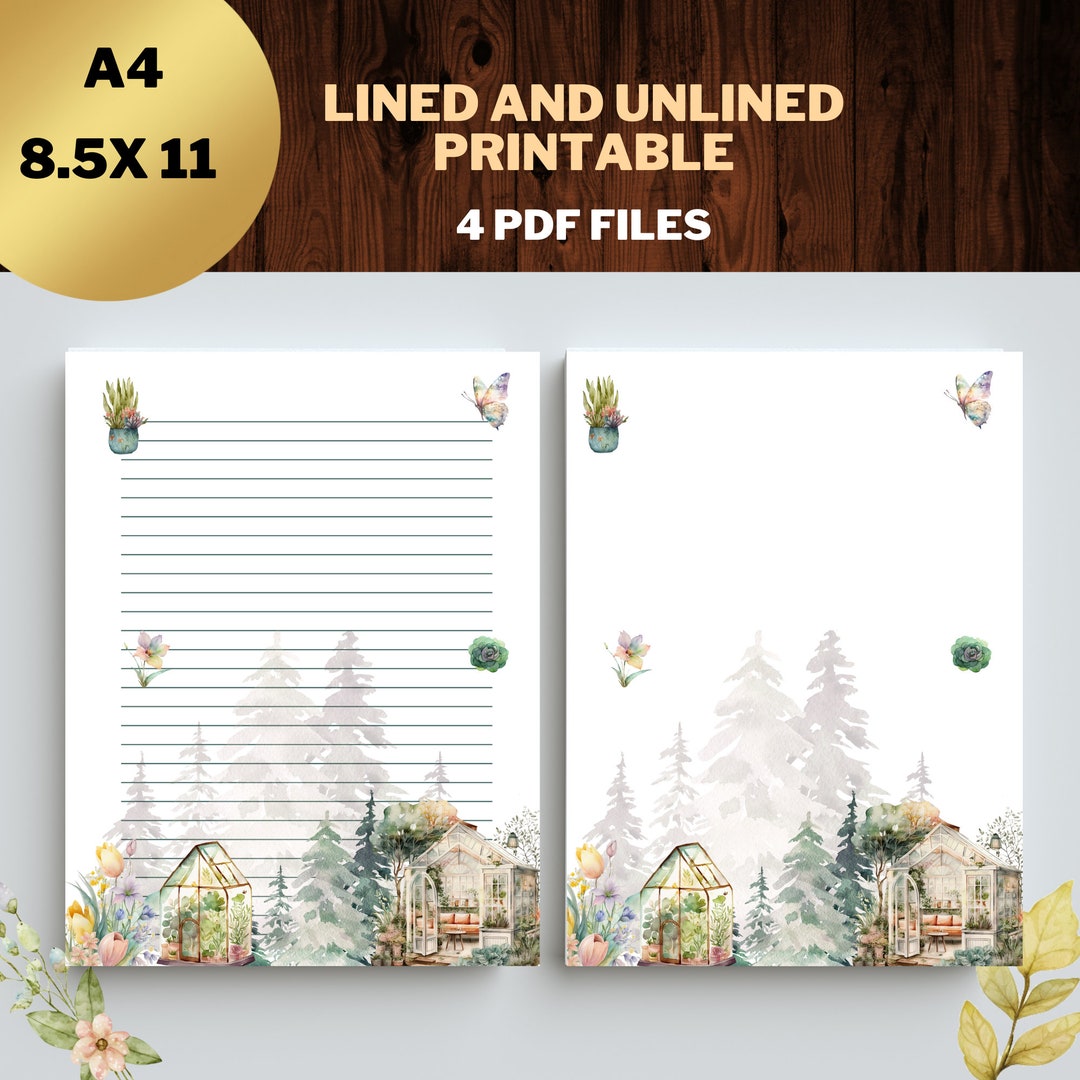 Green House Printable Stationary, Printable Writing Paper, Printable ...
